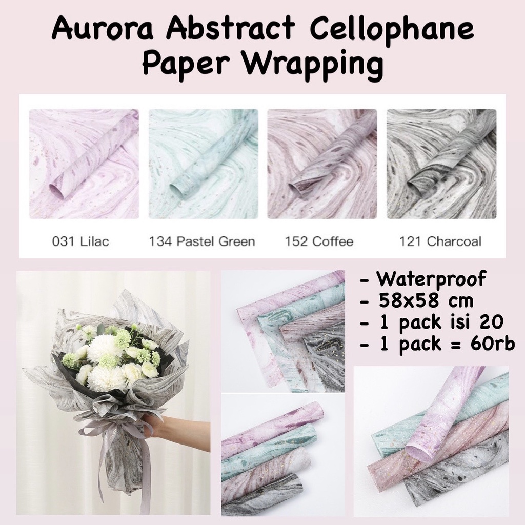 *5 Sheets* Cellophane Paper Flower Bouquet Paper (Abstract Aurora ...