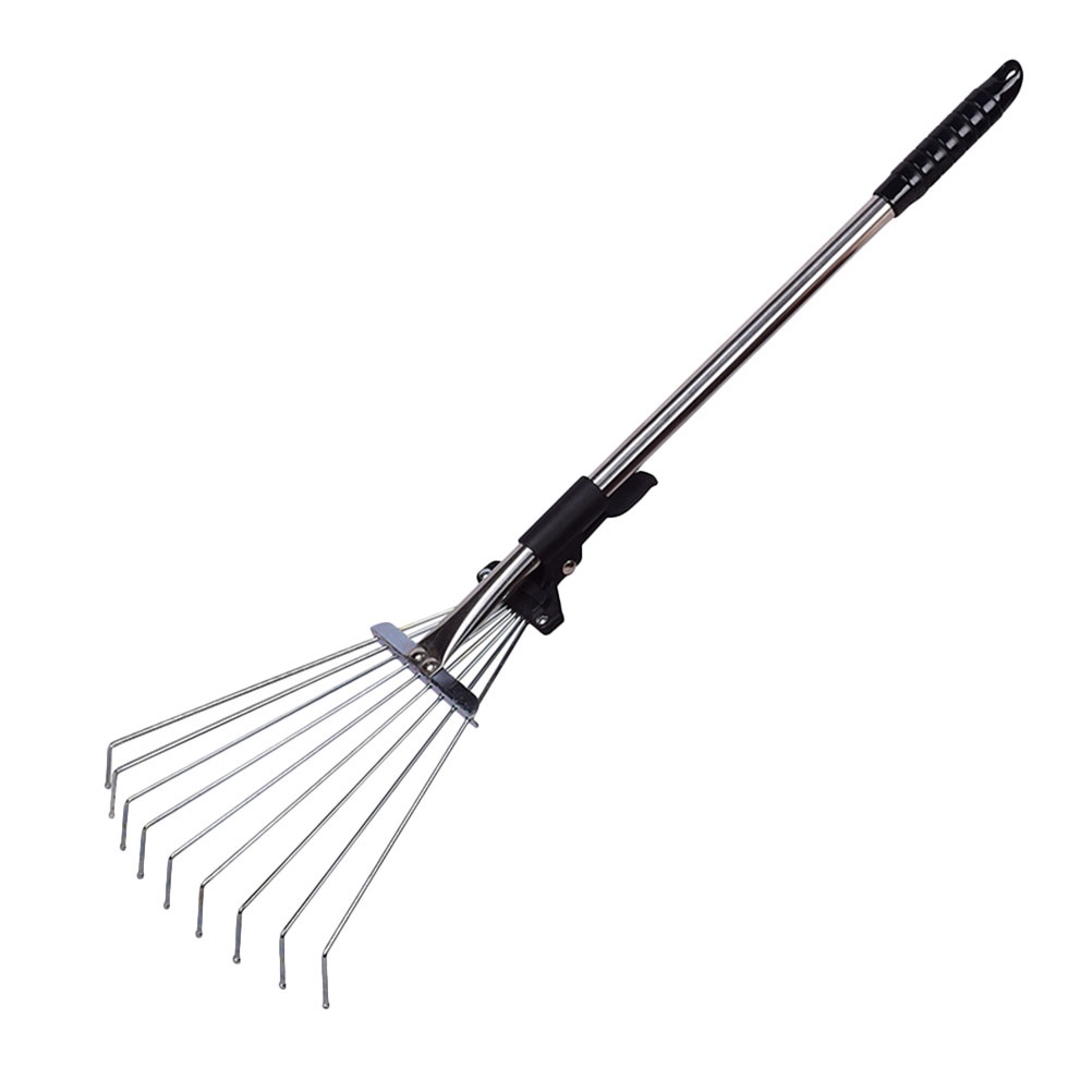 15-tooth telescopic grass rake, retractable garden leaf rake, stainless ...
