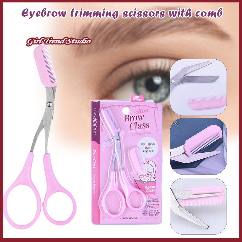 Korean beauty eyebrow trimmer scissors with eyebrow comb small comb ...