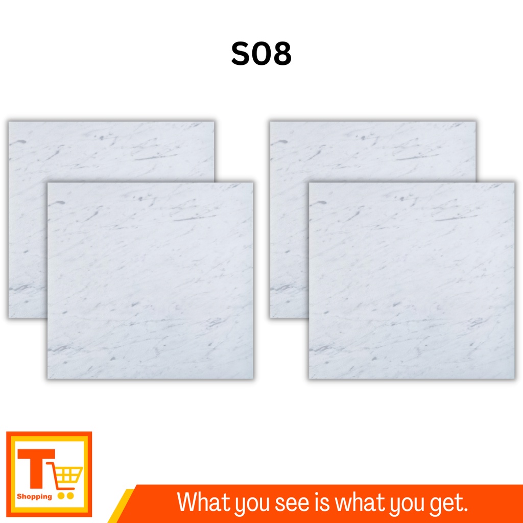 4PCS/SET FLOOR STICKER VINYL TILES "80x80" (SQUARE) WATERPROOF WITH ...