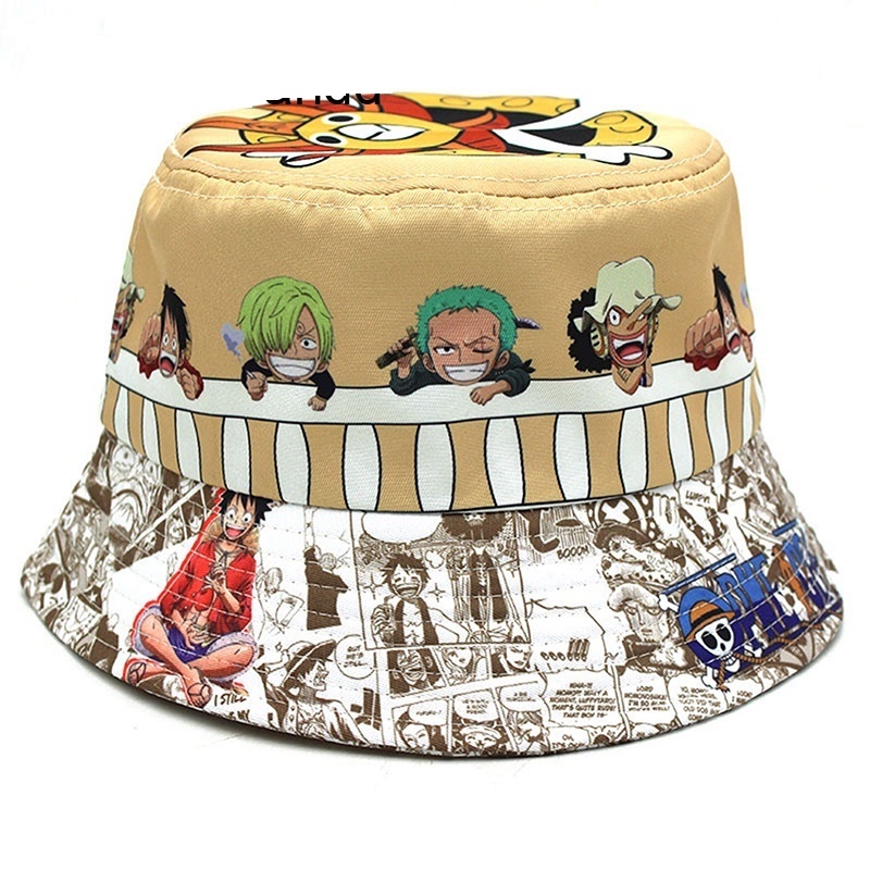 Summer Anime One Piece Fisherman Hat Luffy Print Bucket Hat Luffy Hat ...