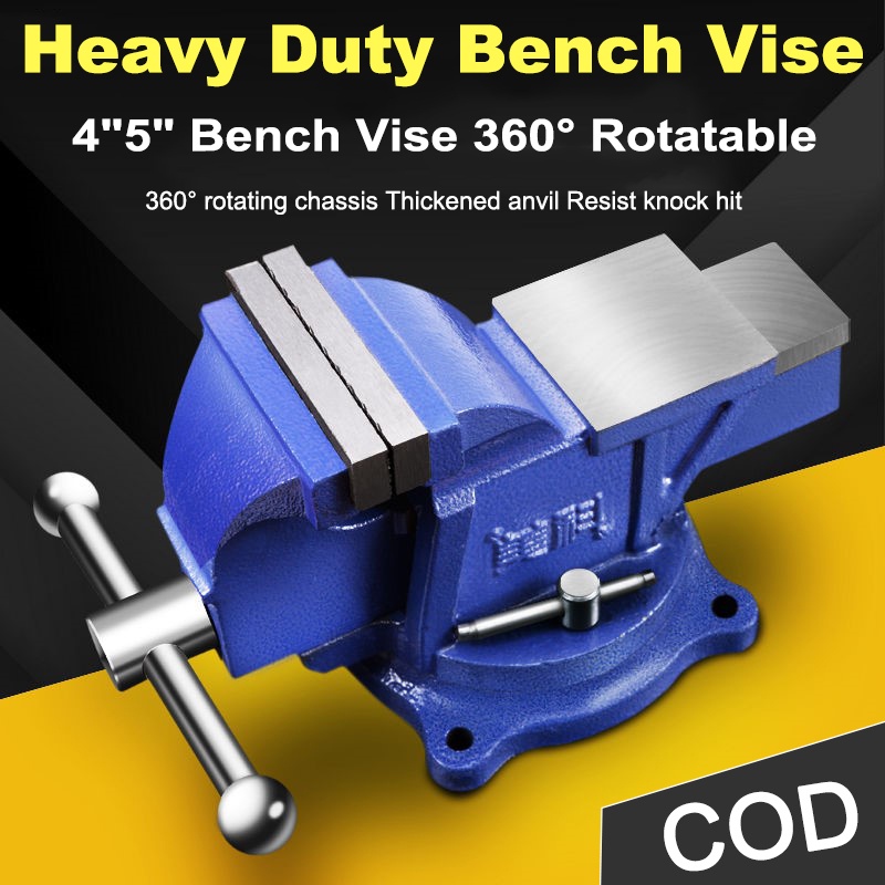 Heavy Duty Bench Vise 360° Swivel Base High Quality Cast Iron Bench Vise with Drill 3"/4"/5"/6 ...