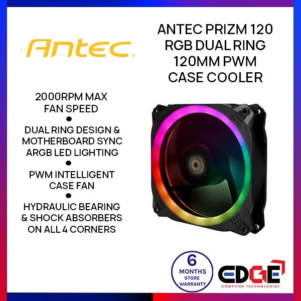 EDGE | ANTEC Prizm 120 RGB Dual Ring 120mm PWM Case Cooler | Shopee ...