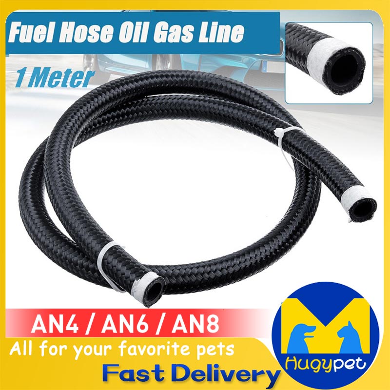 1M AN4/AN6/AN8 Universal Car Fuel Hose Oil Gas Line Nylon Steel Braided ...
