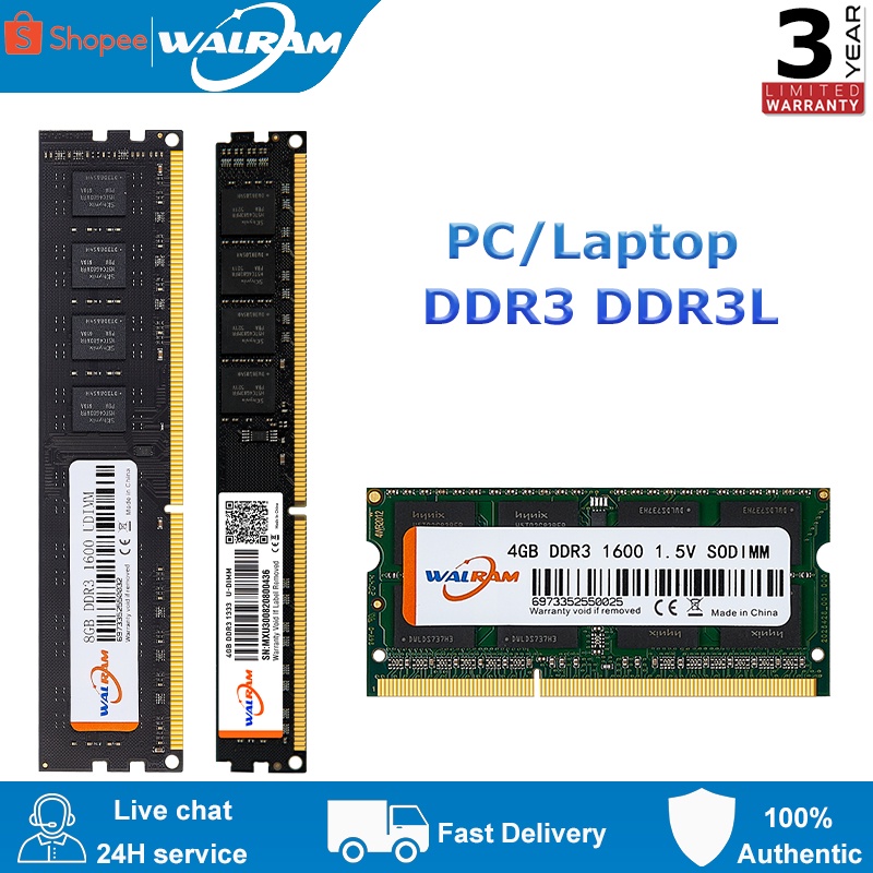 Walram RAM DIMM/SODIMM 4GB/8GB DDR3/DDR3L 1600/1333 MHz 240Pin 1.5V /1 ...