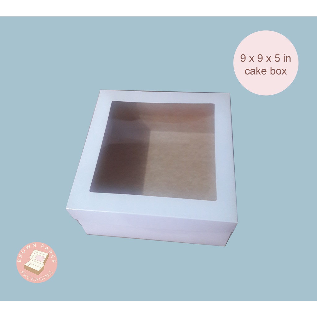 9x9x5 inches cake box, reversible and with window (Brown Paper ...