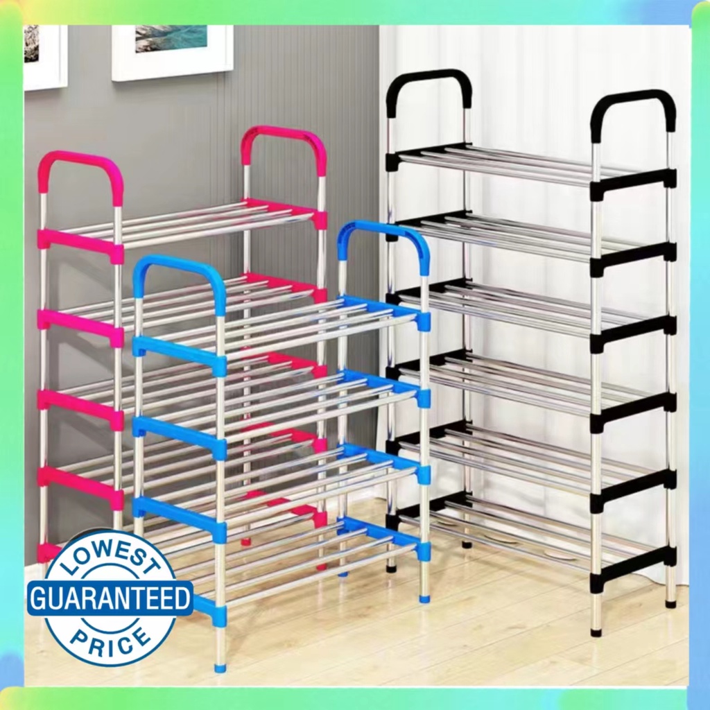 5 Layer shoe rack Tier Colored stainless steel Stackable Shoes ...