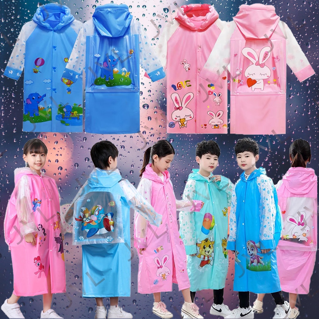 JVL 5-15 years PVC children raincoat/poncho with inflatable brim ...
