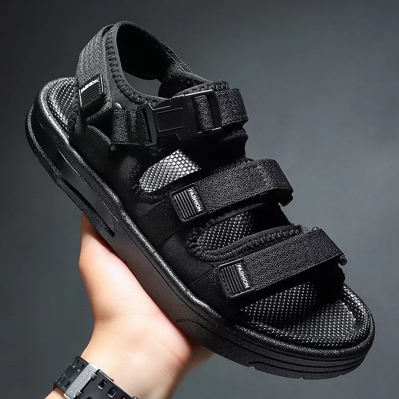 Korean Style New 3 Straps Sandals with Velcro Strap for Men Water ...