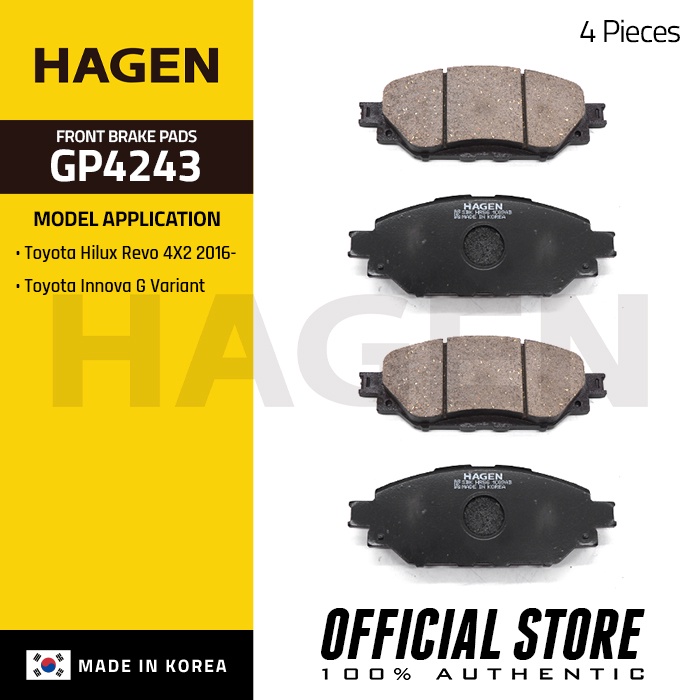 Hagen by Hi-Q Ceramic Brake Pads for Toyota Hilux Revo 4X2, Innova G ...