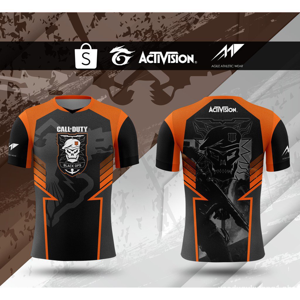 Call of Duty Black-Tops Full Sublimation Shirt - Black & Orange Fully ...