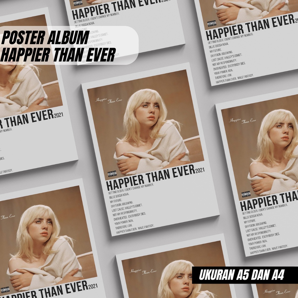 Happier Than Ever album Cover poster - billie eilish / billie eilish poster / album bille poster ...