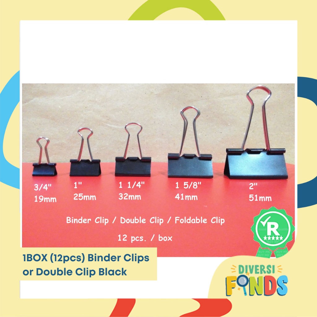 1box (12pcs) Binder Clips - 3/4", 1", 1 1/4", 1 5/8", 2" | Shopee ...
