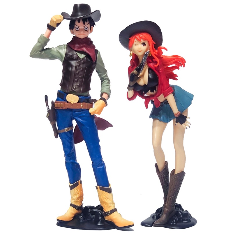 Anime One Piece Figure Monkey.D.Luffy Cowboy Luffy Nami PVC Action ...