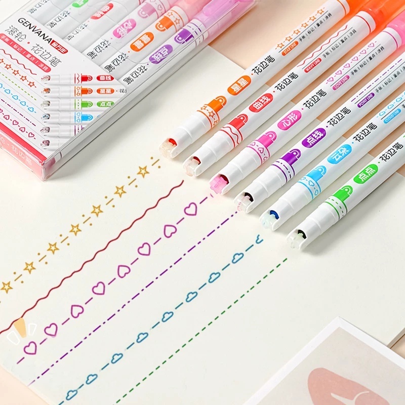 Double head Curve highlighter pen set curved pen outline curve pen ...