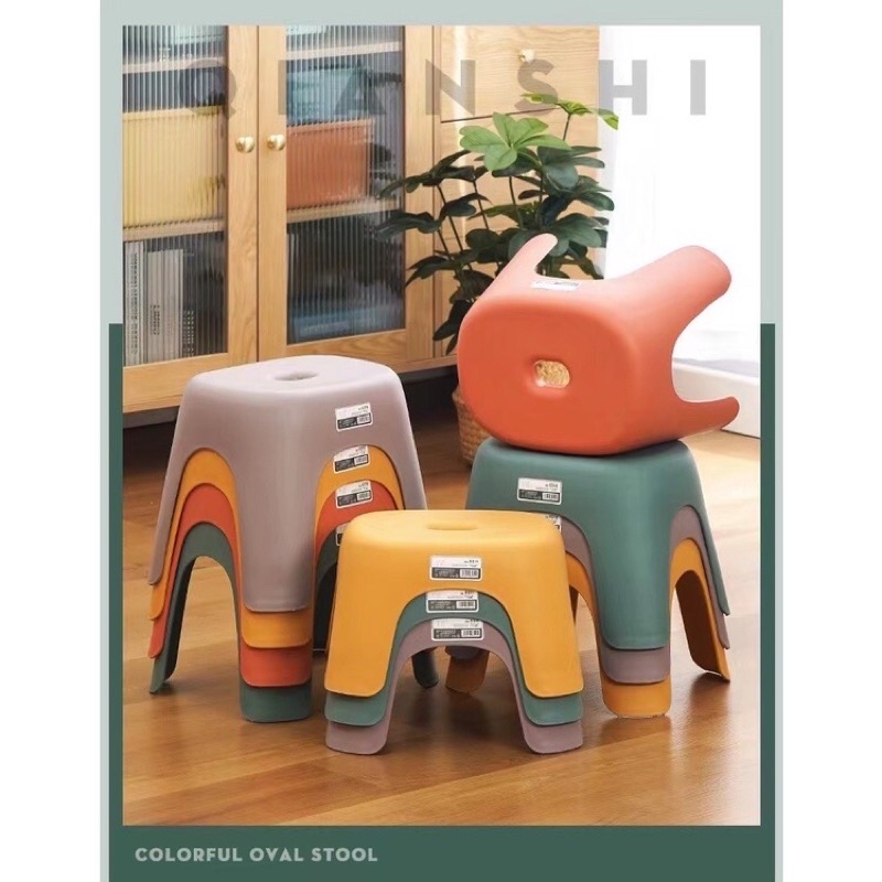Nordic Style Plastic Stool Kids Chair Bathroom Chair Household Stools ...