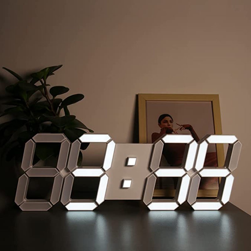 3D digital alarm clock with modern design LED wall mounted/desk clock ...