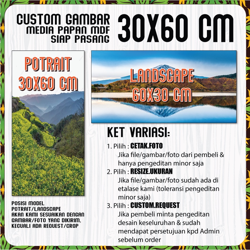 HIJAU [CUSTOM] 30x60 Cm - PREMIUM Order Custom Photos | Custom Resize ...