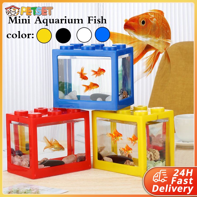 Mini Aquarium Block Fish Tank Desktop Building Lego Block Fish Tank ...