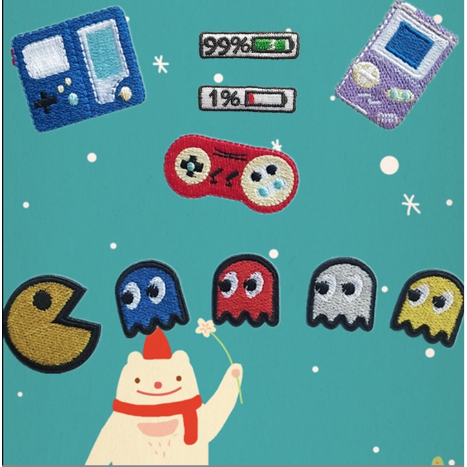 Queena Patch Computer Embroidered Patch Pacman Embroidery Badge Patches ...