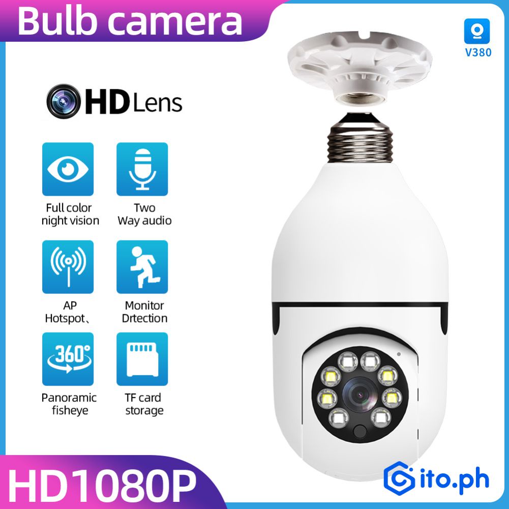 V380 Pro E27 CCTV Bulb Wireless Camera Connect To Phone Voice Call ...