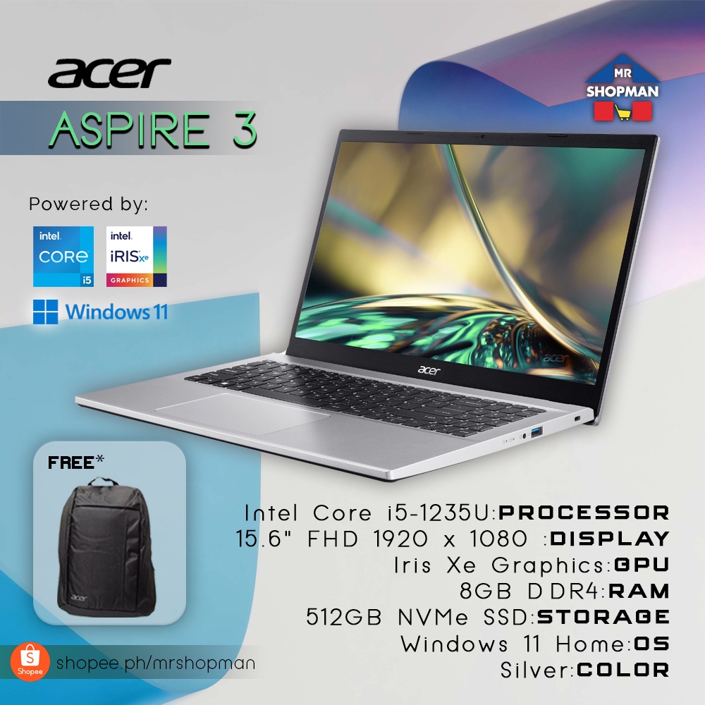 Acer Aspire 3 Intel Core i5 1235U | 15.6" 1920x1080 | 8GB DDR4 | 512GB ...