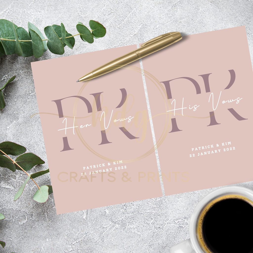 1 pair - His and Her Wedding Vows Card - Colored Background (BACKGROUND ...