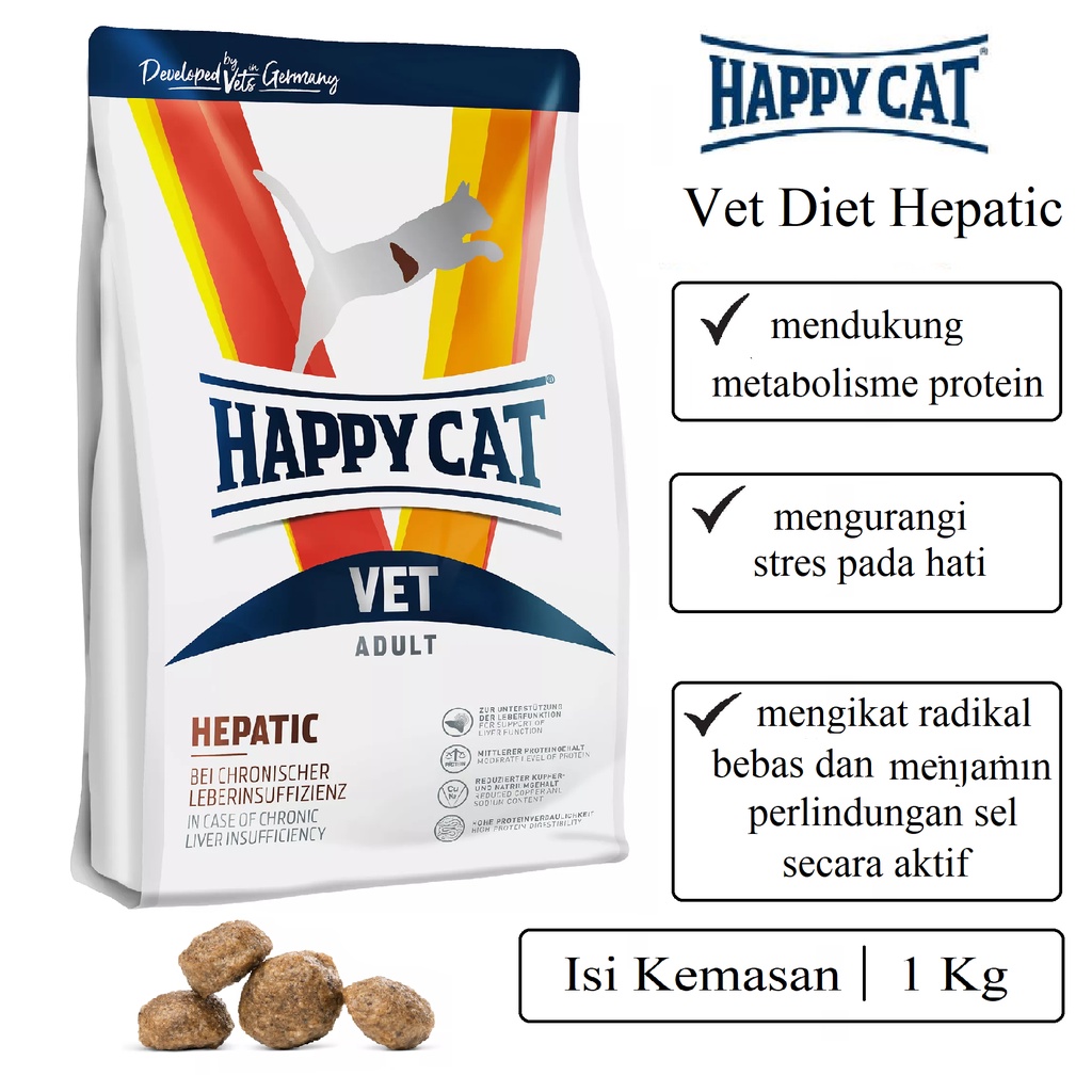 Happy Cat Vet Diet Hepatic 1Kg Cat Dry Food / Special Dry Food for ...