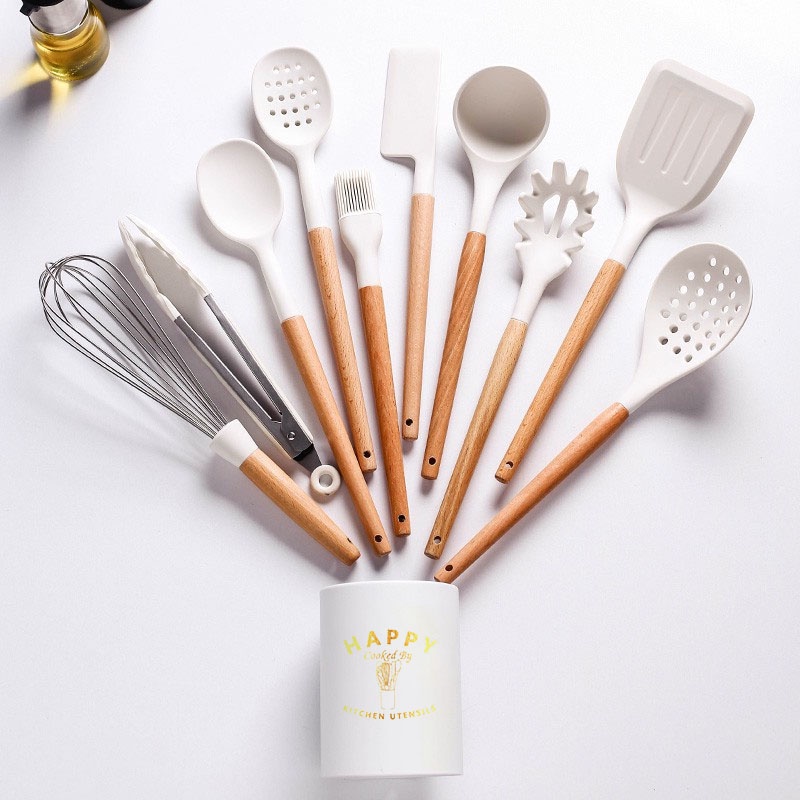 【Free Wash Towel】11pc/Set White Silicone Kitchenware Cooking Tool With ...