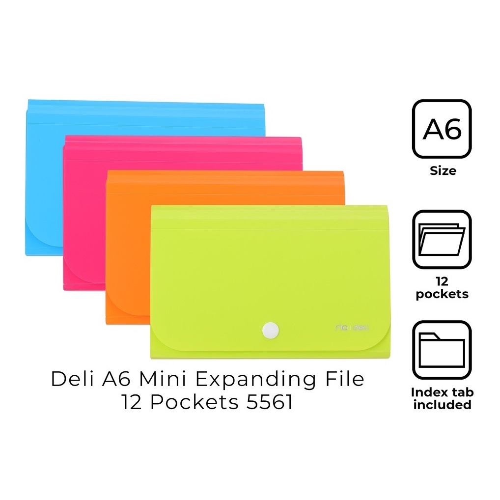 Deli 5561 File Organizer- A6 Mini Expanding File 12 Pockets (1PC ...