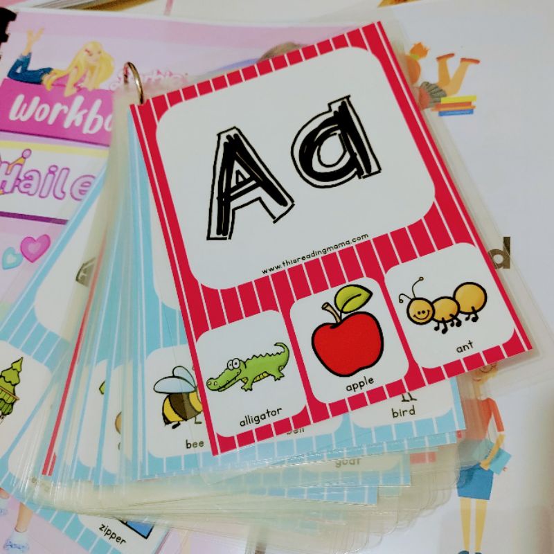 NEW Laminated Alphabet flashcards with pictures- reading flashcards for kids | Shopee Philippines
