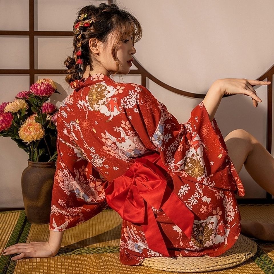Kimono Japanese Style Pajamas Sexy Influencer Nightdress Maid Wear Cos