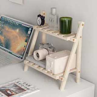 Collapsible Wooden Double Layer Shelf Durable Shelf Flowerpot Spice ...