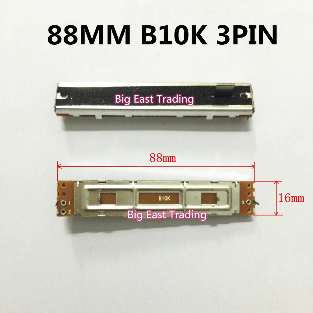4pcs 3Pin 6Pin 88mm B10k x2 Dual Channel Mixer Fader Straight Sliding ...