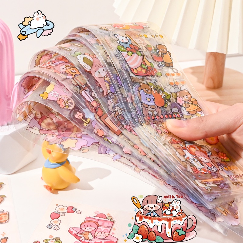 20 Sheets Pack - DIY Cute Long Strip Stickers Girl gift hand ledger ...