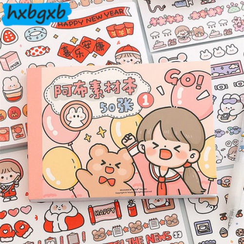 50 Sheets Sticker Cute Handbook Stickers For Notebook Set Combination ...