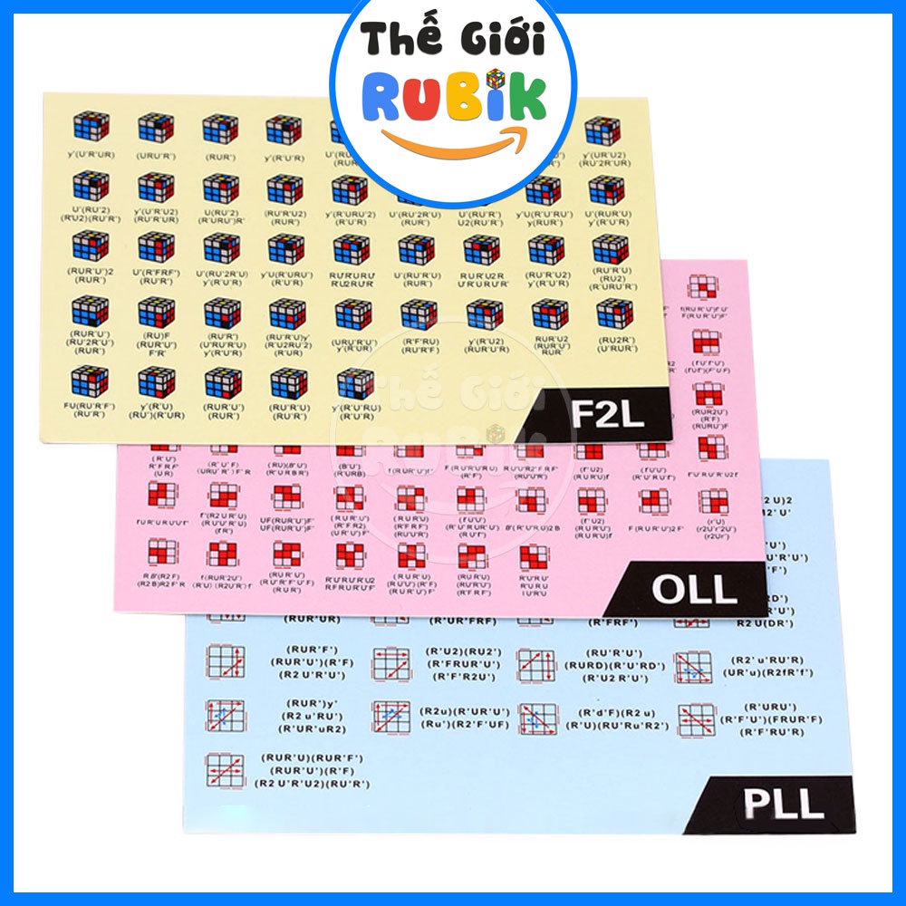 [Genuine] Qiyi CFOP - Set of 3 Formula Cards F2L OLL PLL Instructions ...