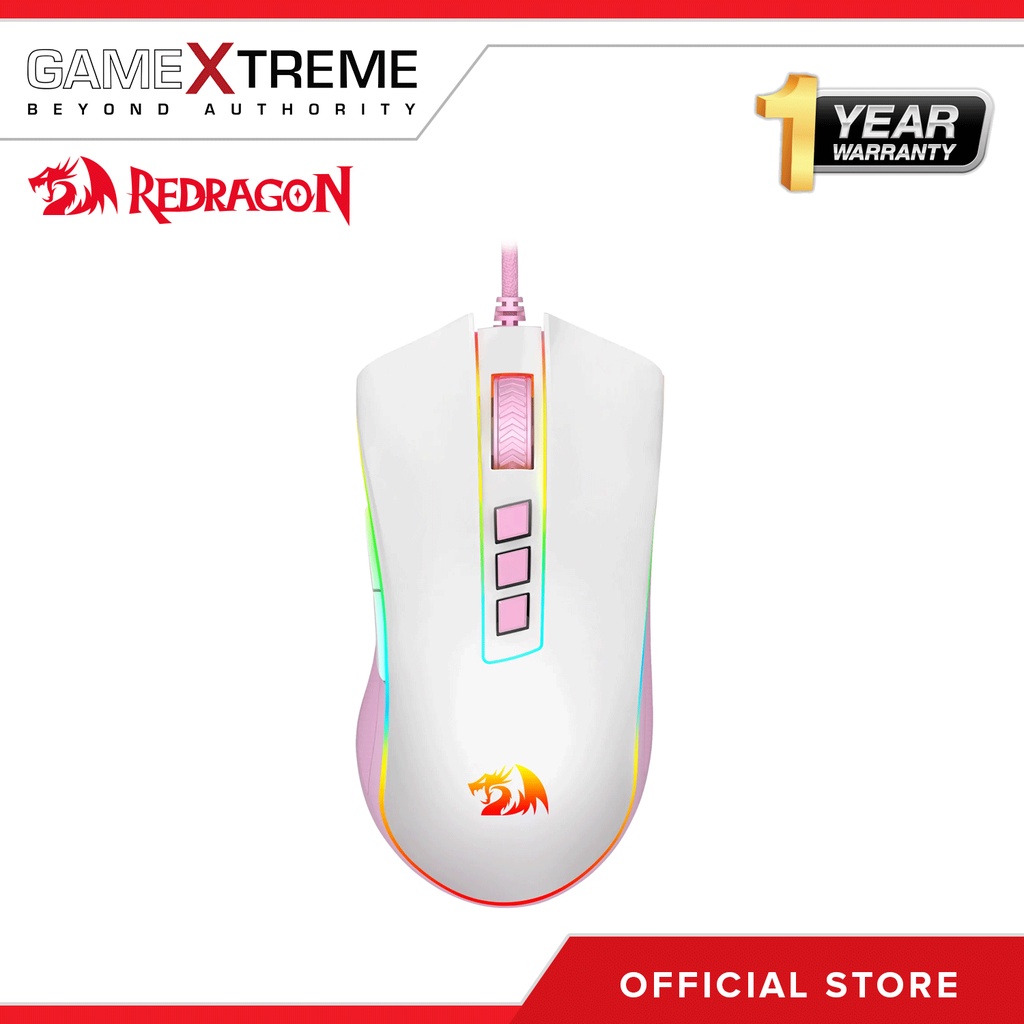 Redragon Cobra RGB Wired Gaming Mouse White-Pink (M711WP) | Shopee ...