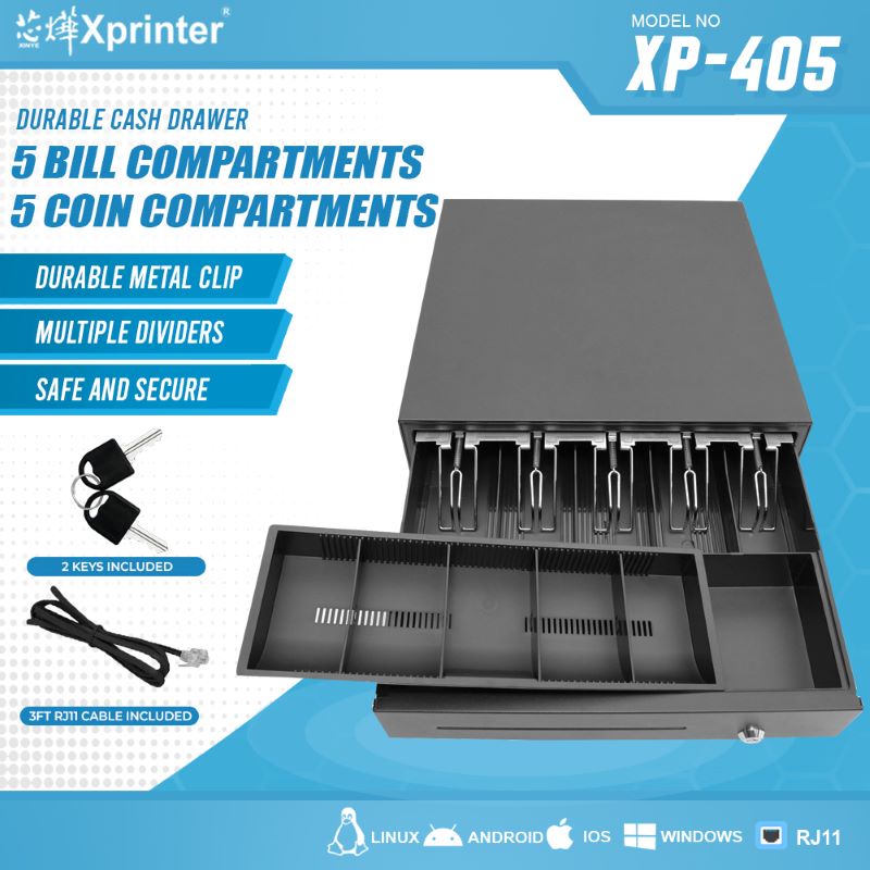 XP-405 Heavy Duty Cash Drawer Manual and Automatic POS System 5 Bills ...