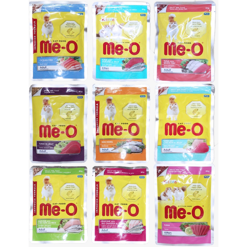 Meo Wet Cat Food Cat Food Pouch Wetfood Me-O Sachet 80 Gram | Shopee ...