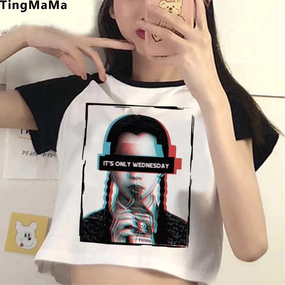 i Hate Everything Wednesday Addams goth yk2 crop top girl Kawaii cyber ...