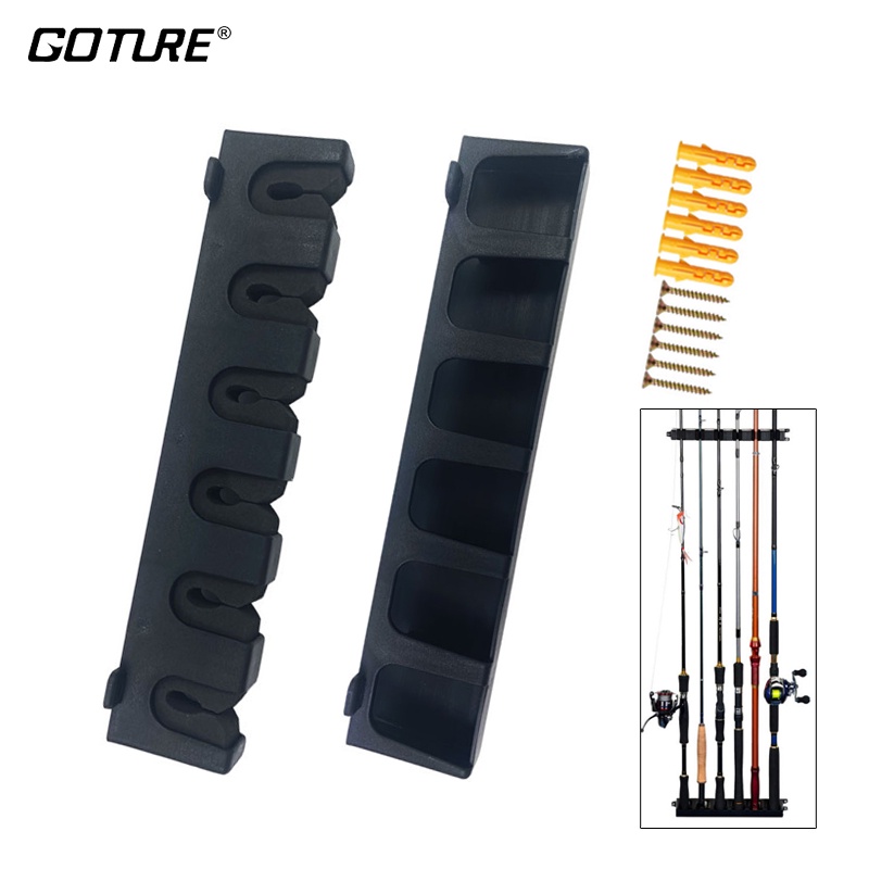 Goture 6 Slots Vertical/Horizontal Fishing Rod Holder Wall Mounted ...