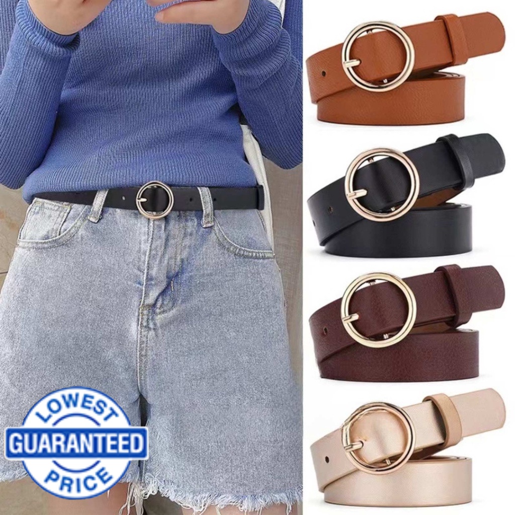 Korean Women Vintage Metal Boho Leather Round Round Buckle Waist Round ...