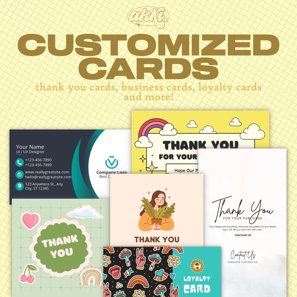Customized Thank You and Business Cards | 50/60 PIECES | Shopee Philippines