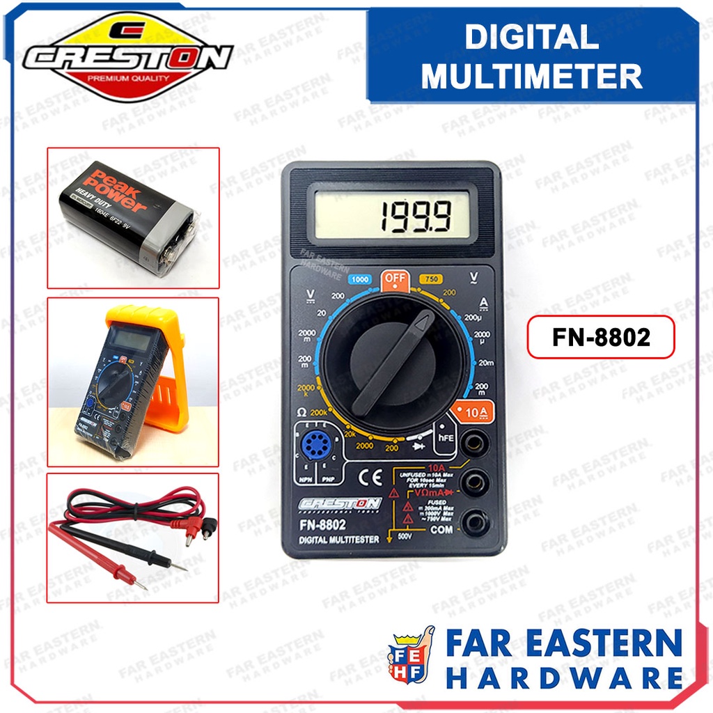 CRESTON Digital Multimeter Electrical Tester FN-8802 CRHT | Shopee ...