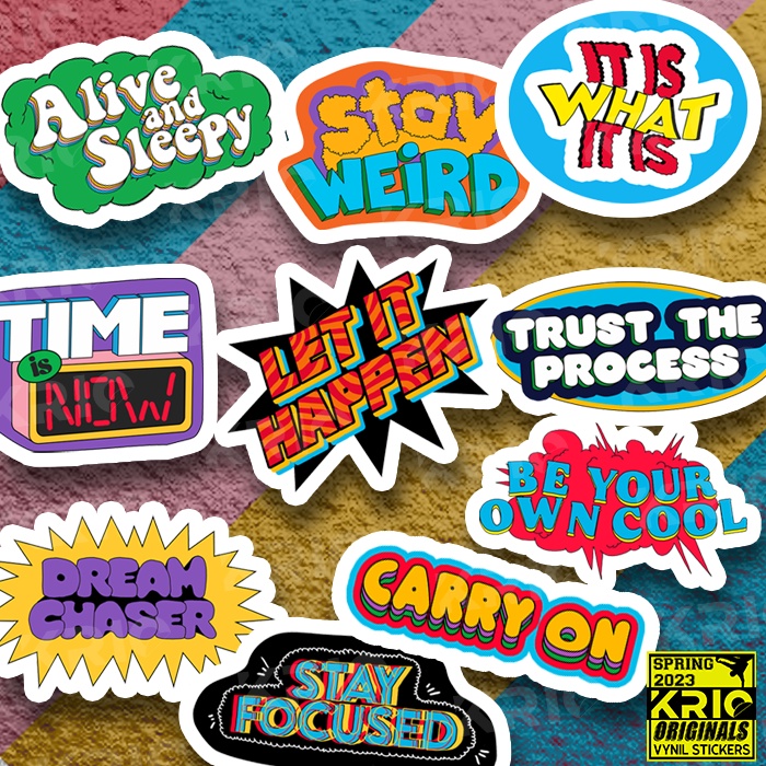 Vinyl Waterproof Laminated Caption Statement Doodle Stickers | Krio ...