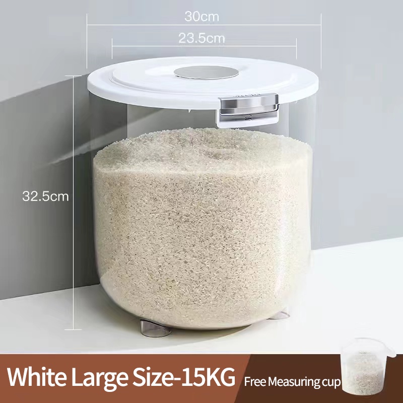 10KG-15kg Rice Dispenser and Storage with measuring cup sealed grain ...
