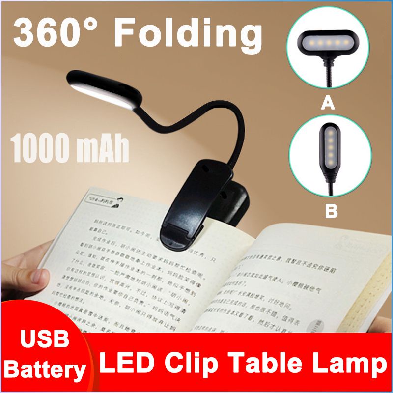 Rechargeable Led Usb Clip Book Light Eye Protection Table Lamp Flexible ...