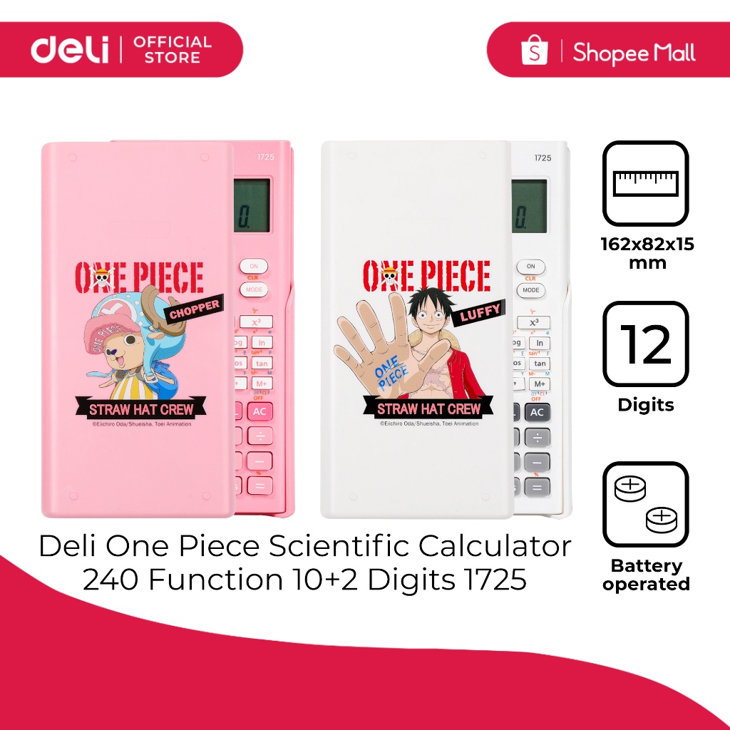 Deli 1725 One Piece Scientific Calculator 240 Function 10+2 Digits ...