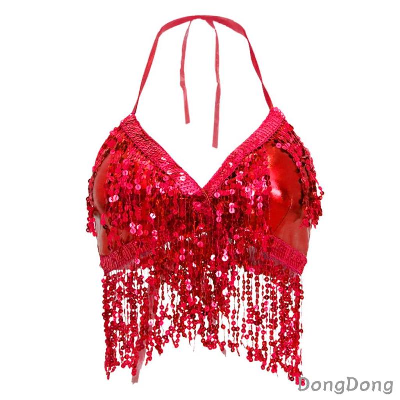 [Dong] Belly Dance Costume Adjustable Padded Bra Halter Top Sequin ...